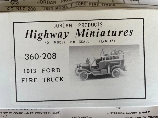 JORDAN HIGHWAY MINIATURES 360-208 1913 Ford Fire Truck EUR 16,00 ...