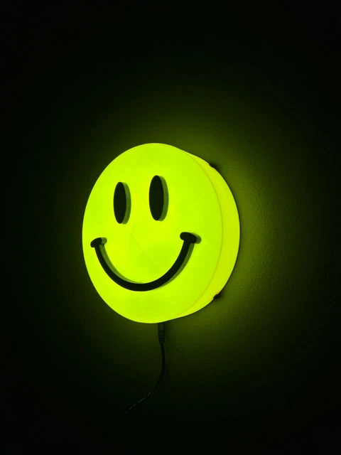SMILE EMOTICON LAUGHING lighted sign 20cm LED diameter bright emoji ...
