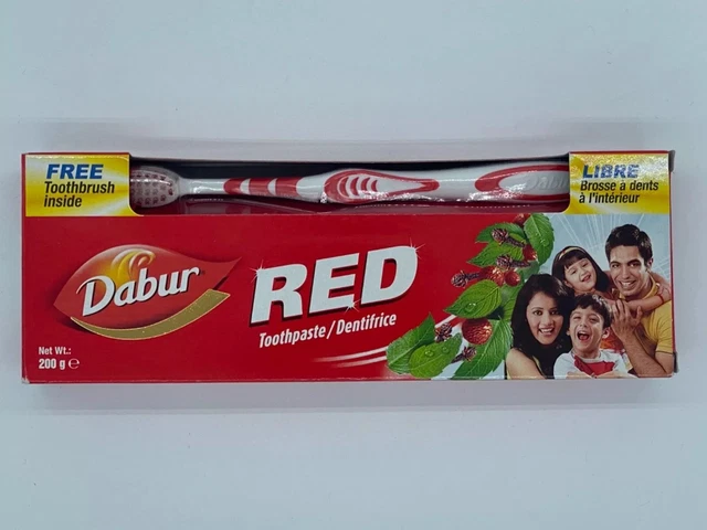 DABUR RED HERBAL Toothpaste / Dentifrice | 200g | Free Toothbrush | UK ...