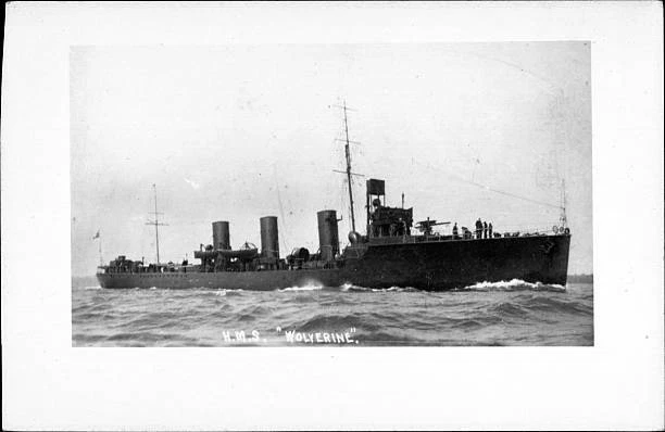 BRITISH ROYAL NAVY Battleship Destroyer HMS Wolverine SHIPPING NAVAL ...