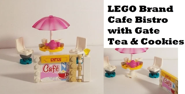 LEGO FRIENDS TABLE Chairs Bistro CAFE Gate TEA & Cookies Teacups Teapot ...