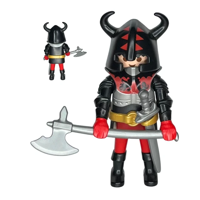 PLAYMOBIL 4633 FIGURINE guerrier rouge/noir hache casque médiéval lâche ...