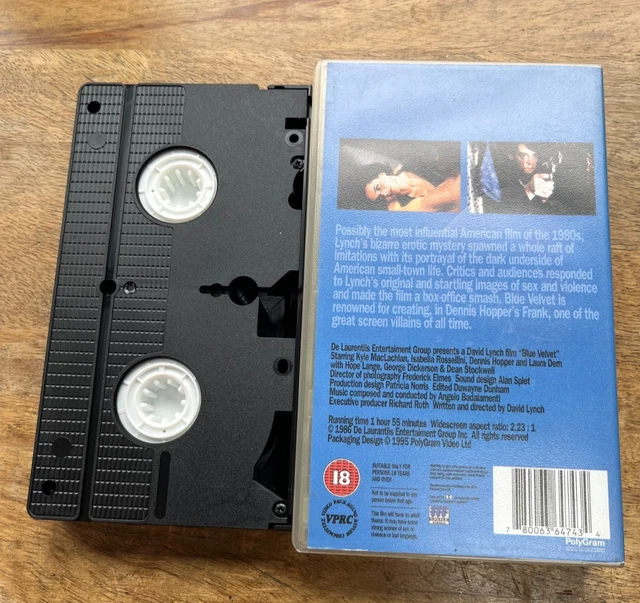 BLUE VELVET KYLE MacLachlan Isabella Rossellini Dennis Hopper VHS David ...
