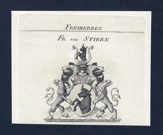 ENV. 1820 STIERN Armoiries Adel Coat Of Arms Gravure sur Cuivre Imprimé ...