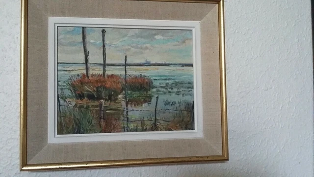 TABLEAU, &PAYSAGE LACUSTRE&, HST, signé Jean François 1970, encadré ...