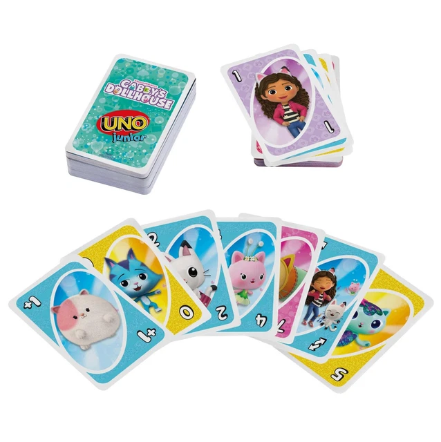 MATTEL GAMES UNO Junior Gabby’s Dollhouse Card Game for Kid Small ...