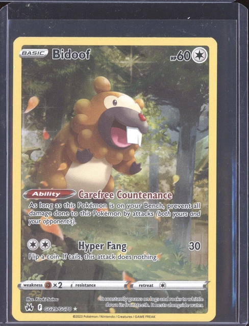 BIDOOF 2023 POKEMON Crown Zenith Galarian Gallery GG29/GG70 $5.00 ...