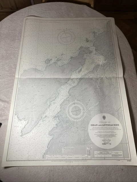 VINTAGE LARGE NAVIGATION Chart Map Oban & Approaches Scotland Map Chart ...