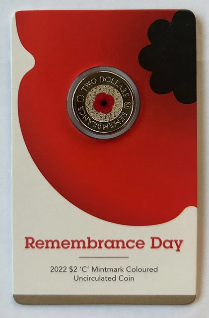 2022 RED POPPY $2 Remembrance Day C Mintmark UNCirculated Royal ...
