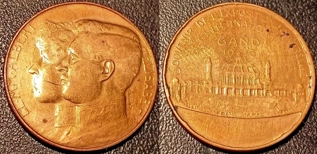 BELGIQUE - MÉDAILLE exposition universelle de Gand 1913 ! Albert & Elisabeth EUR 9,00 - PicClick FR