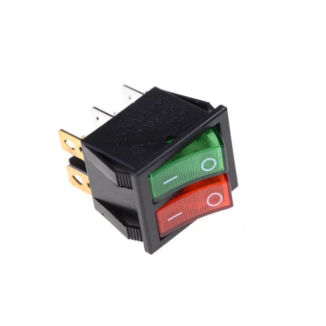 RED GREEN LIGHT 6Pins Double SPST On/Off Boat Switch 16A 250V AC 20A ...