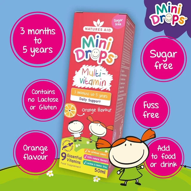 NATURES AID MINI Drops Multi-Vitamin for Babies & Kids 50ml – 9 ...