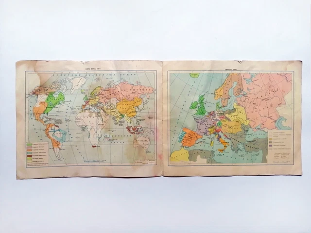 RARE VINTAGE MAPS for World History Textbook USSR Soviet school 1958 ...