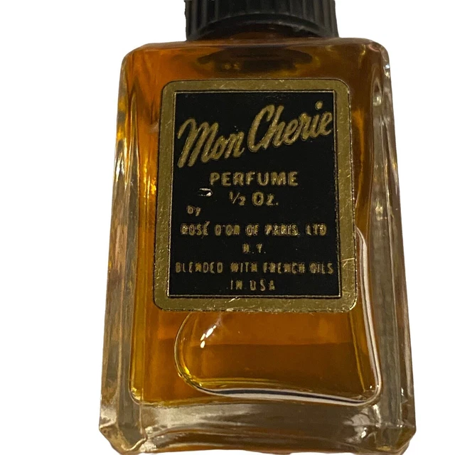 VINTAGE MINI PERFUME Bottle Mon Cherie by Rose D'or of Paris Full 1/2 ...