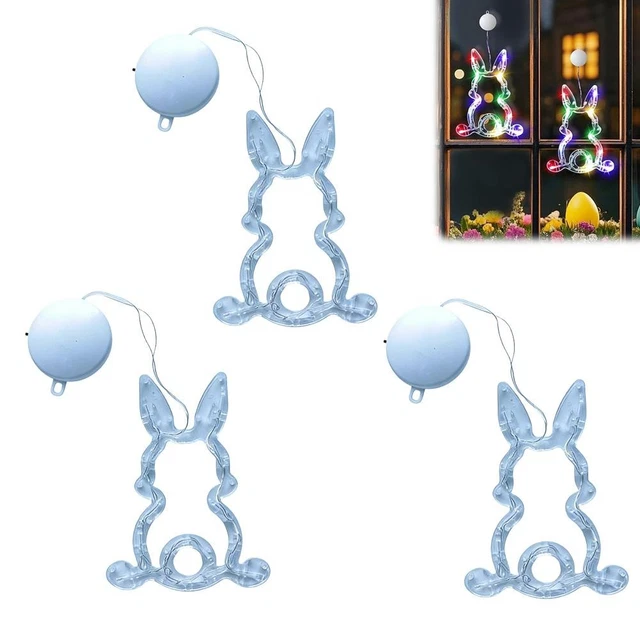 3 PCS EASTER Window Light Battery Operated LED Bunny Silhouette Lights ...