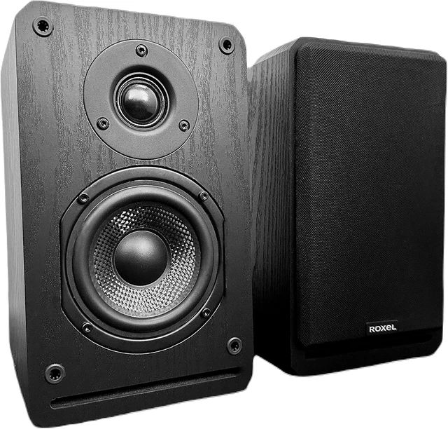 BOOKSHELF SPEAKERS 150W RMS Carbon Fibre Woofer Silk Dome Tweeter Deep ...