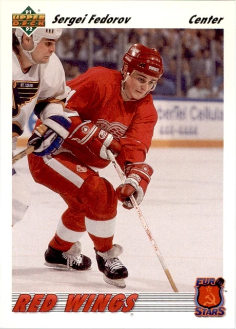 1991-92 INSERT EURO Stars pont supérieur #E9 Sergei Fedorov Detroit ailes rouges EUR 2,20 ...