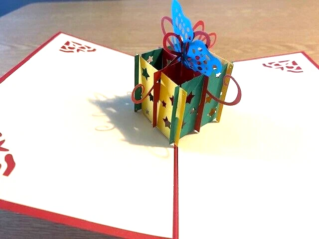 LASER CUT POP up card of gift box for birthday £2.50 - PicClick UK