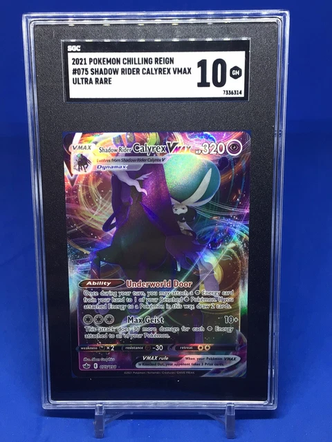 2021 POKÉMON CHILLING Reign Shadow Rider Calyrex VMax Ultra Rare SGC 10 ...