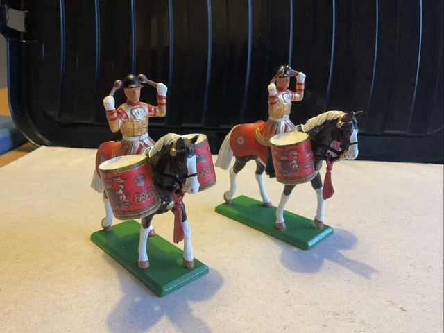 PAIR OF BRITAINS metal Drum Horse of the Lifeguard 54mm unboxed set no ...