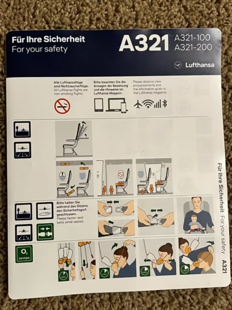 LUFTHANSA AIRBUS A321-100/200 Airline Safety Card $3.99 - PicClick CA