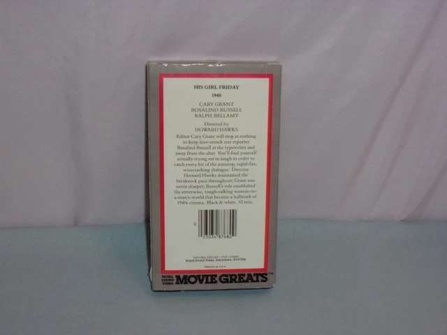 HIS GIRL FRIDAY VHS Cary Grant Rosalind Russell £2.64 - PicClick UK
