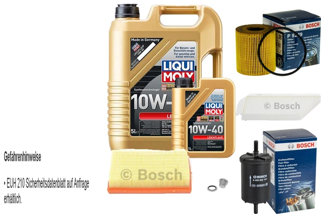 BOSCH INSPECTION SET 6L Liqui Moly Bon Fonctionnement 10W-40 pour Peugeot 206 EUR 100,22 ...