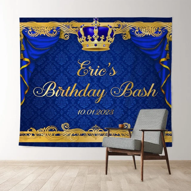PERSONALIZED CROWN ROYAL Blue Text Birthday Backdrop $36.09 - PicClick AU