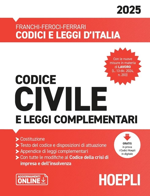 CODICE CIVILE E Leggi Complementari 2025 EUR 32,85 - PicClick IT