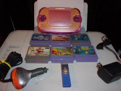 VTECH V.SMILE CYBER Pocket Learning System in Pink w/ 6 Games, Car & AC ...