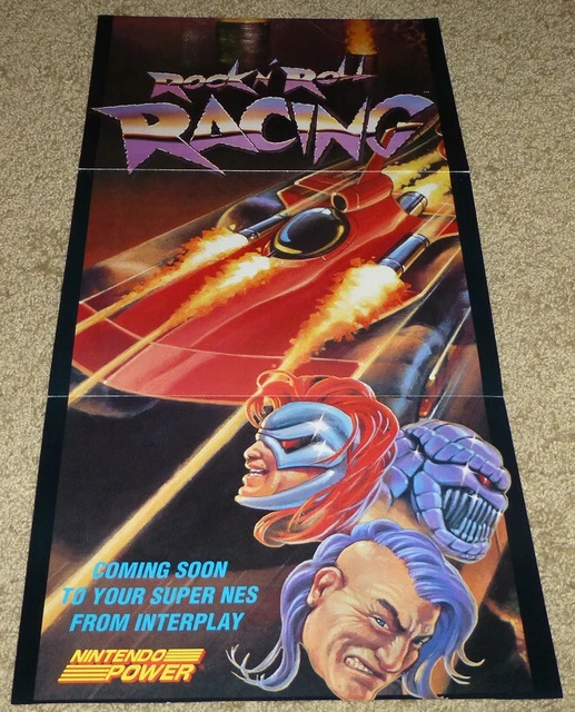 ROCK 'N ROLL RACING POSTER - Super Nintendo SNES, Nintendo Power, Rock ...