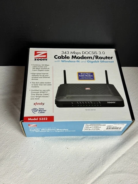 ZOOM MODEL 5352 DOCSIS 3.0 Cable Modem / Router Wireless N and Gigabit ...