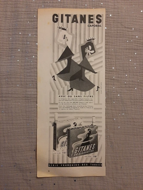 PUBLICITÉ DE PRESSE ancienne Gitanes de 1956- Tobacco old paper ...