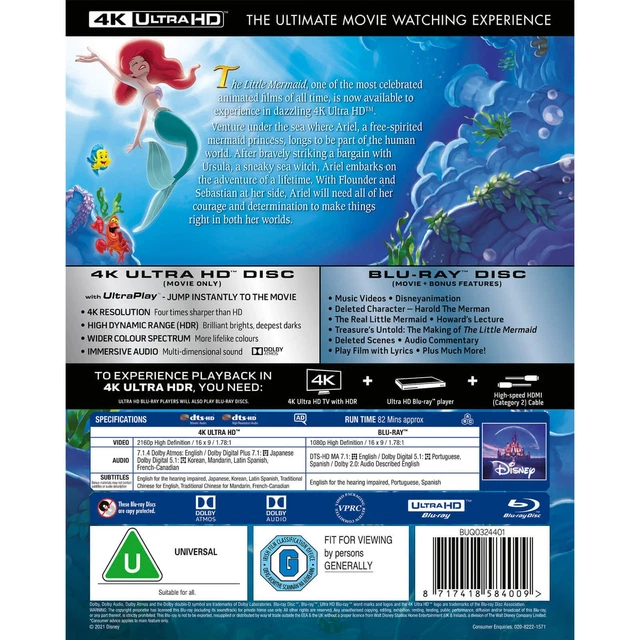 DISNEY'S THE LITTLE Mermaid - 4K Ultra HD (Includes Blu-ray) £26.99 ...