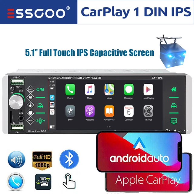 ESSGOO AUTORADIO BLUETOOTH Carplay/Android Auto 1 DIN mit IPS Bildschirm Kamera EUR 70,99 ...