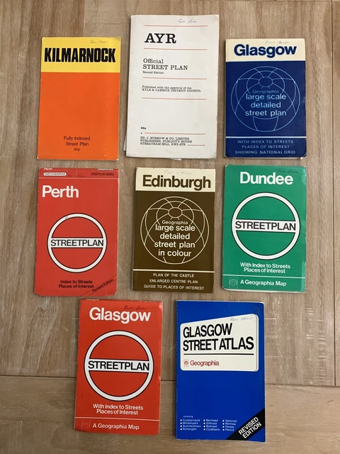 VINTAGE GEOGRAPHIA SCOTLAND Street Plans/Maps-80s-Dundee,Glasgow,Perth ...