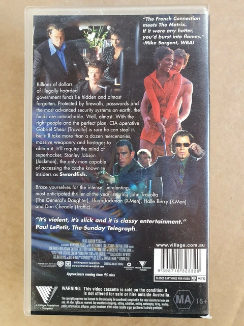 SWORD FISH - TRAVOLTA - VHS Tape Excellent - MA15+ - Combined Post $9. ...