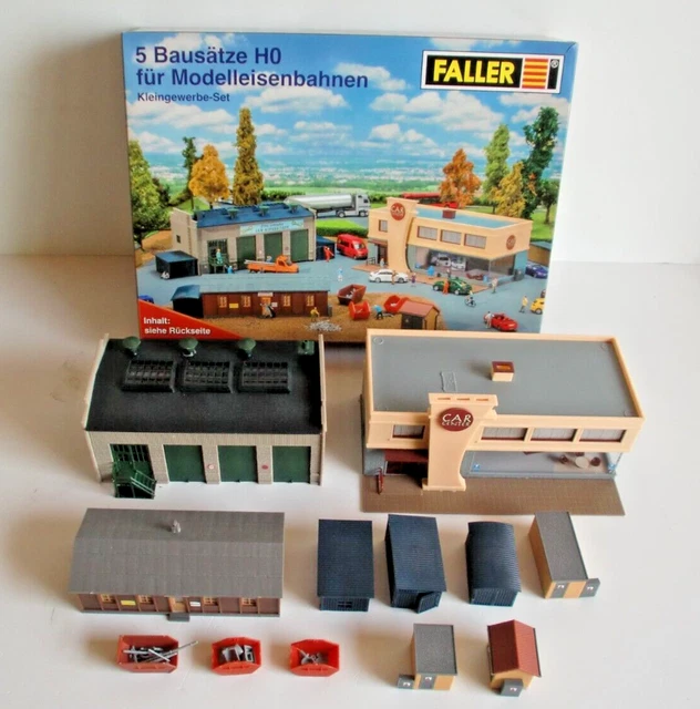 FALLER H0 BAUSATZ Kleingewerbe Set Autohaus, Schrotthandel, LKW ...