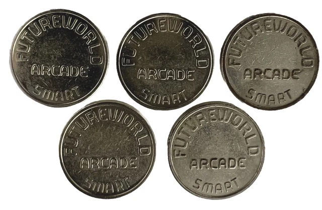 5 FUTUREWORLD SMART Video Arcade Game Room Pinball Machine Tokens No ...