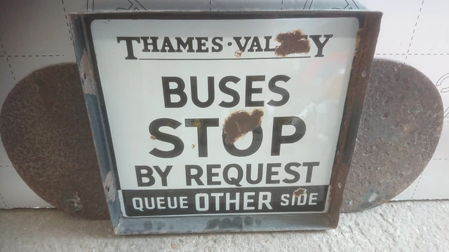 ENAMEL THAMES VALLEY Double Sided Bus Stop Sign £200.00 - PicClick UK