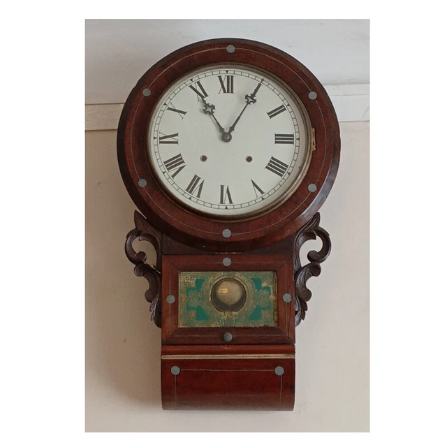 CALEDONIA ANGLO-AMERICAN DROP Dial Mahogany Striking 8-Day Wall Clock ...