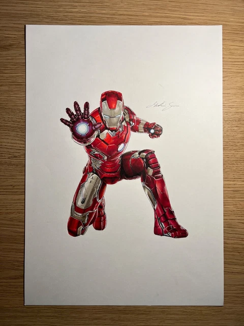 IRON-MAN MK43 SHOOTING hyperrealism drawing, made by me EUR 245,00 ...