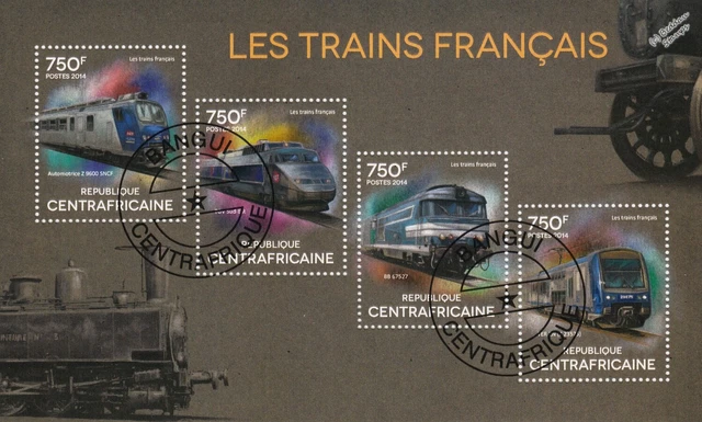 SNCF TRAIN LOCOMOTIVES / French Railways CTO Stamp Sheet (2014 Central ...