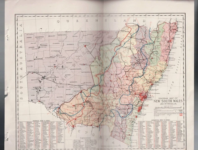 OLD MAP , DIAGRAM MAP OF NEW SOUTH WALES , AUSTRALIA , undated $50.00 ...