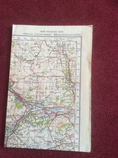 WW2 1940 BATTLE of Britain Map Peebles & Galashiels Scotland Sheet 80 ...