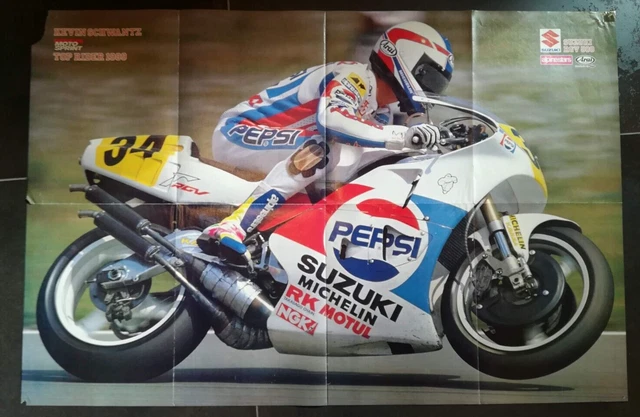 POSTER KEVIN SCHWANTZ Suzuki Rgv 500 Pepsi Motomondiale 89 EUR 20,00 ...