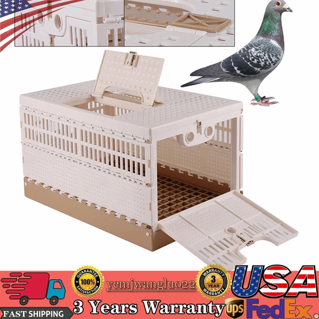 FOLDING BIRD CAGE Racing Pigeon Carrier Box Poultry 2 Side Doors Bird ...