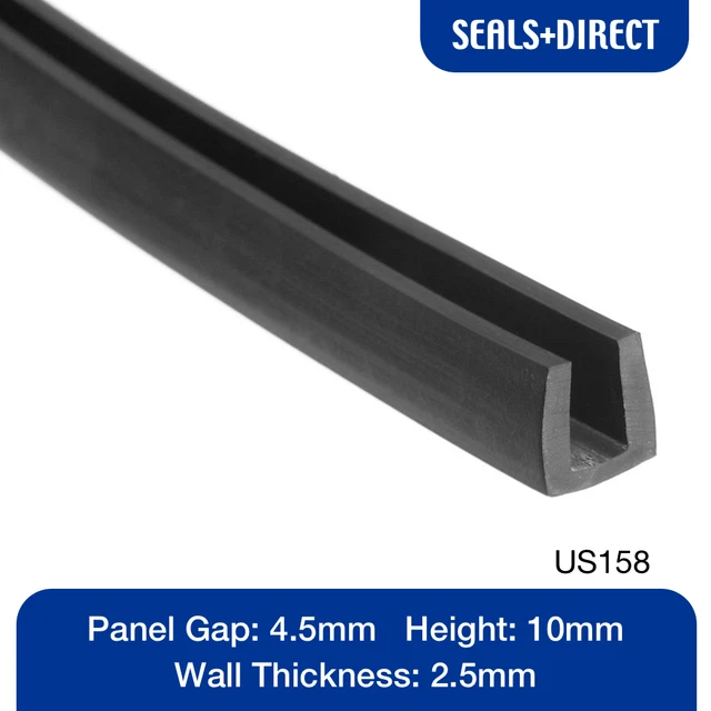 RUBBER SQUARE U Channel Section US158 - 4.5mm Edge Panel Gap x 10mm ...