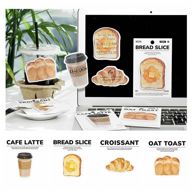 30 SHEETS BREAD Coffee Series Toast Sticky Tearable Note Paper School ...