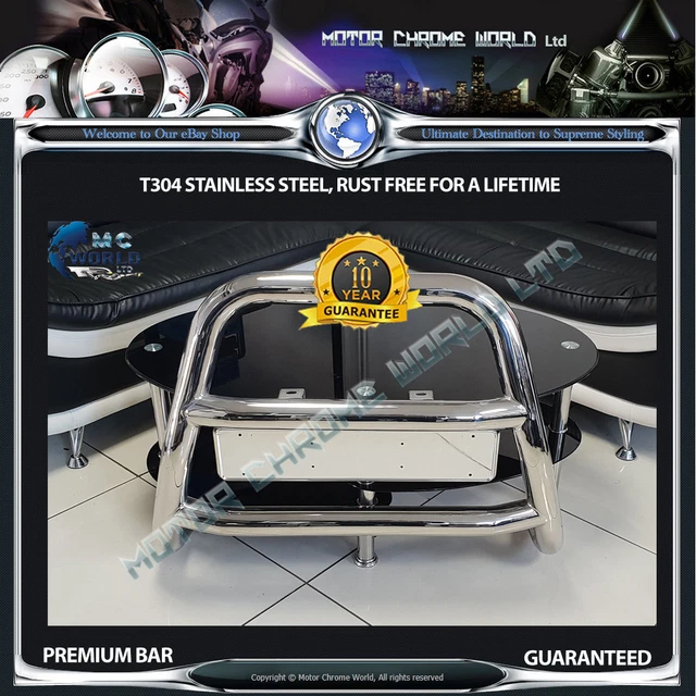 MITSUBISHI L200 BULL BAR CHROME SPOTLIGHT NUDGE A-BAR S.STEEL 60mm 1996 ...